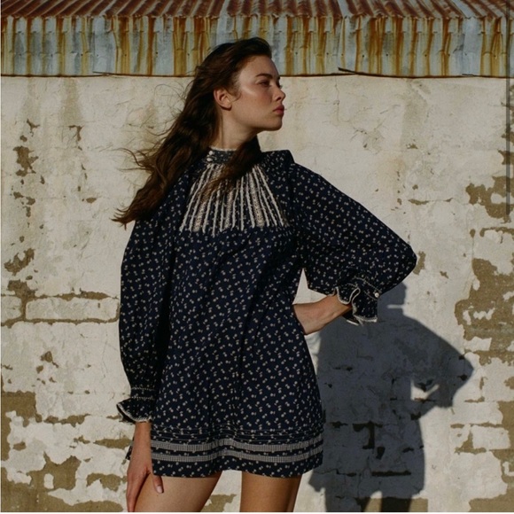 Doen | Dresses | Copy Bnwt Doen Beatrice Dress Indigo Calico Small ...